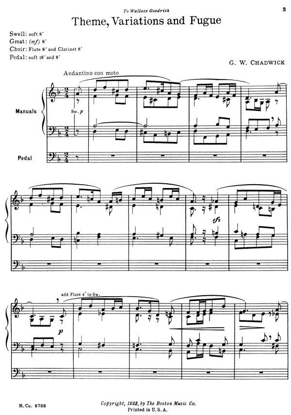 Theme, Variations and Fugue, by George Whitefield Chadwick, Order Online
