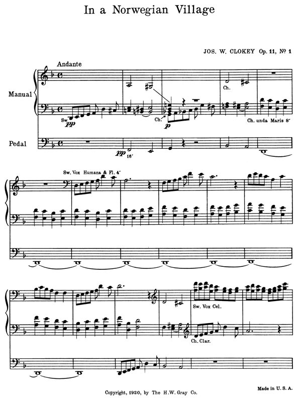 In a Norwegian Village, Opus 11, No 1, by Joseph Clokey, Order Online