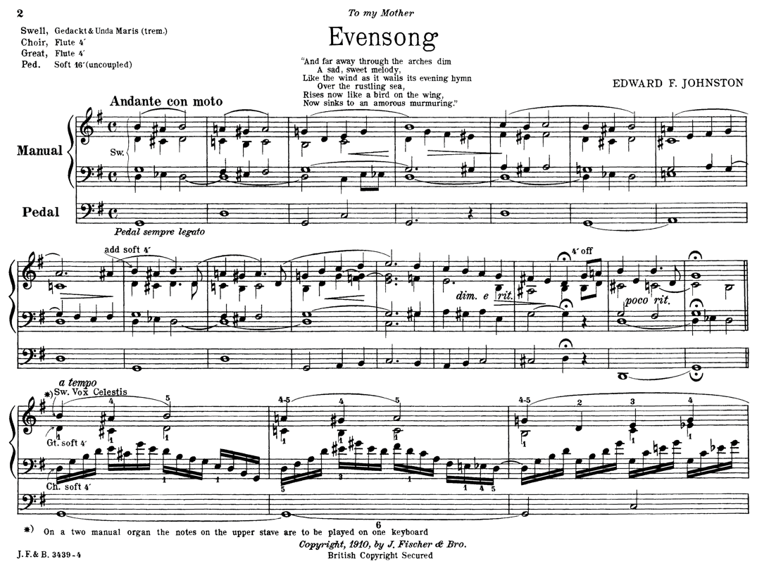 Evensong, by Edward F Johnston, Order Online