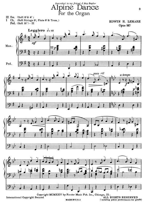 Alpine Dance, by Edwin H Lemare, Order Online