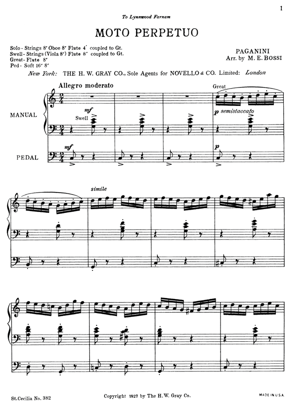 Moto Perpetuo (Perpetual Motion), by Niccolò Paganini, arranged by ...