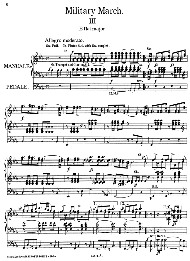Three Military Marches, by Franz Schubert, transcribed by W T Best ...