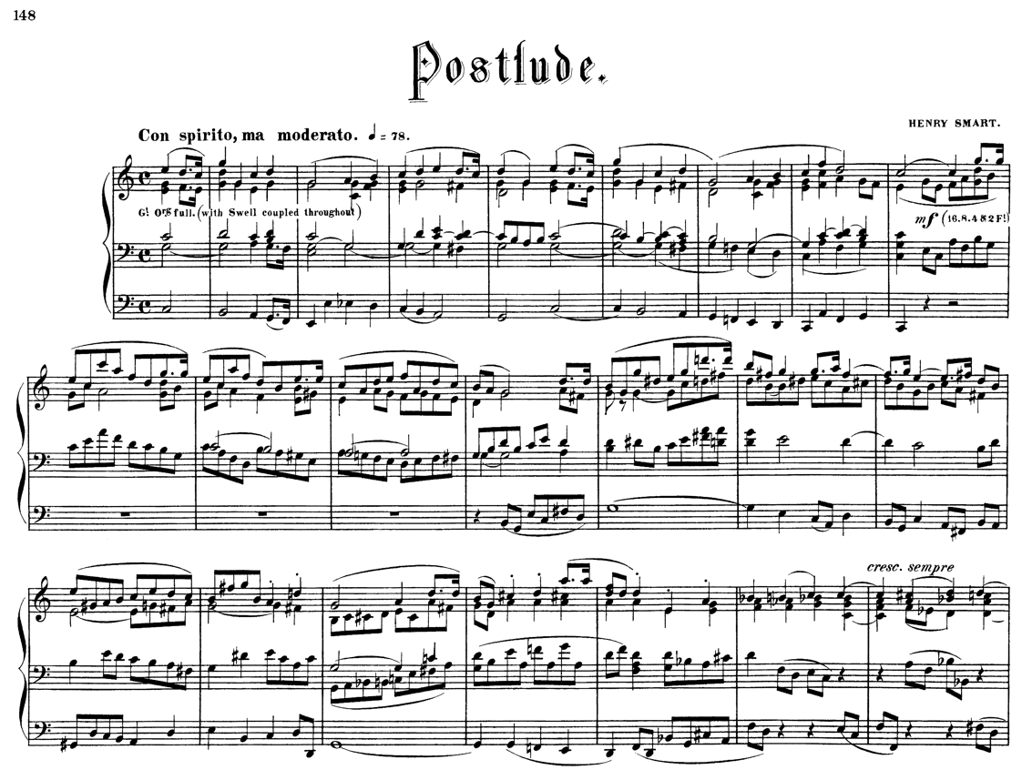 Prelude in A and Postlude in C, by Henry Smart, Order Online