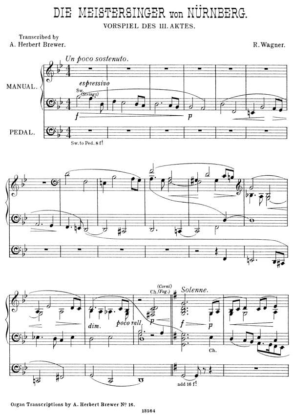 Prelude to Act III of Die Meistersinger von Nürnberg, by Richard Wagner, Transcribed by Herbert ...